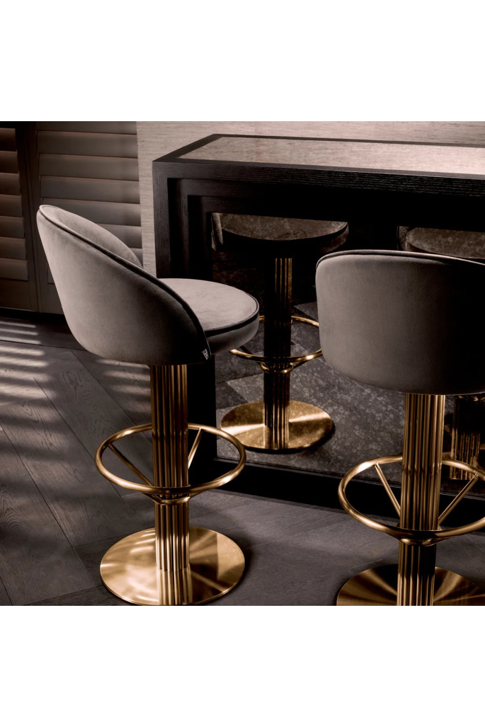 Gray Velvet Bar Stool | Eichholtz Dorland | OROA