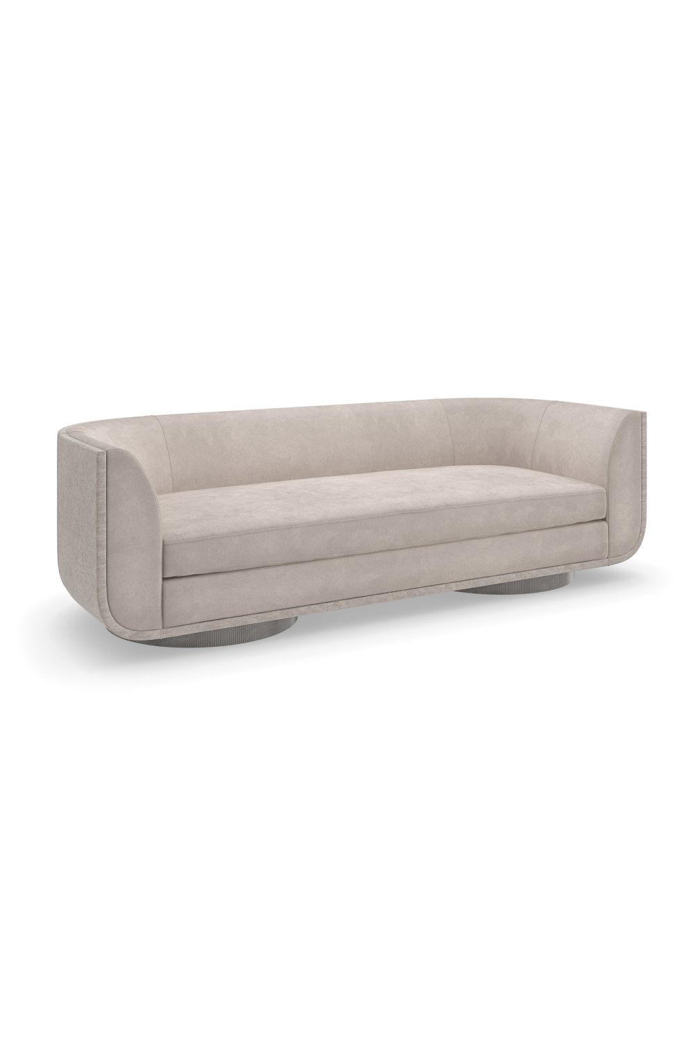 Taupe Velvet Curved Sofa | Caracole Clipper | Oroa