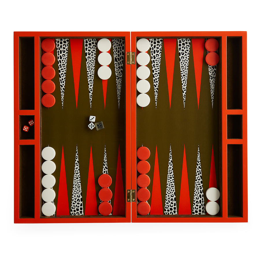 High-Gloss Backgammon Set | Jonathan Adler Leopard | OROA