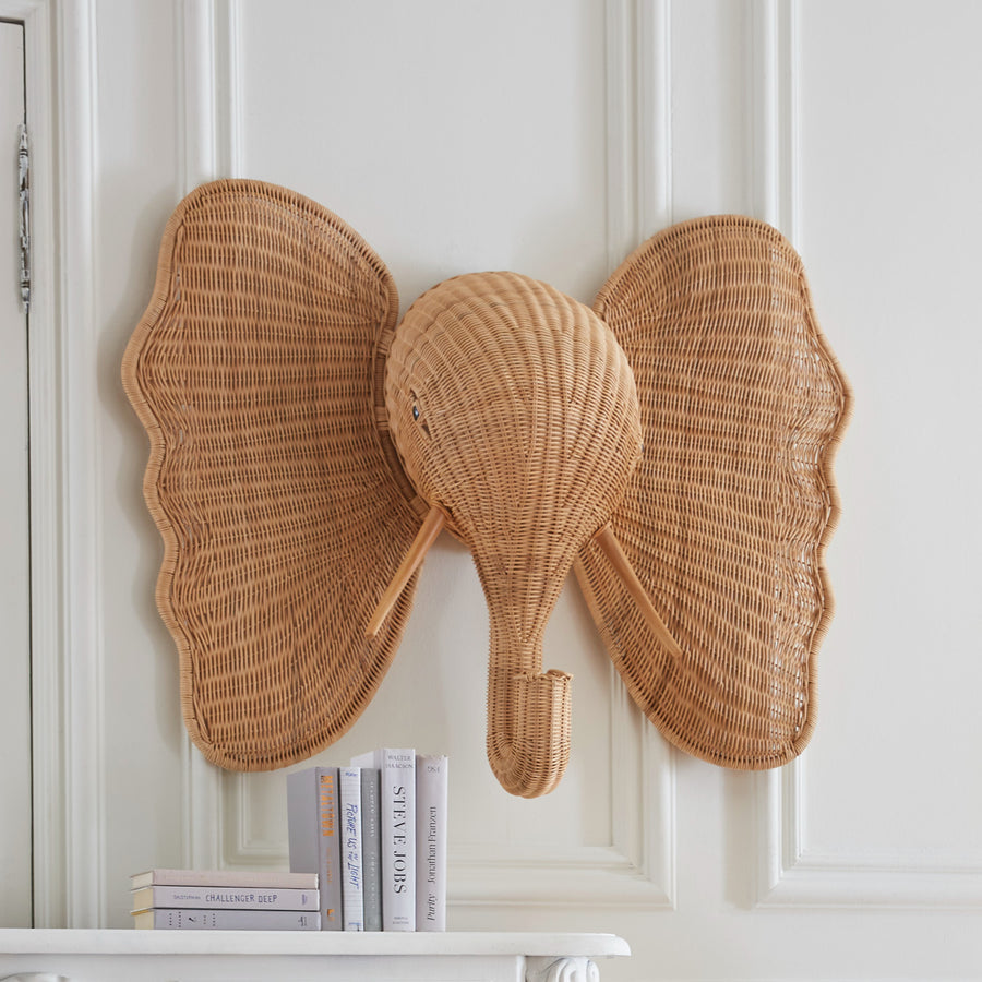 Animal Head Wicker Wall Art | Jonathan Adler Elephant | OROA