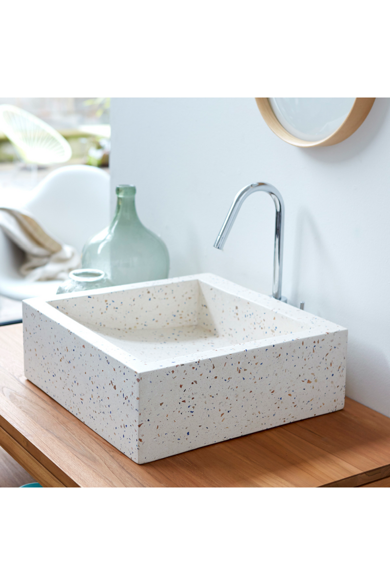 Square Terrazzo Bathroom Sink | Tikamoon Pegase | OROA