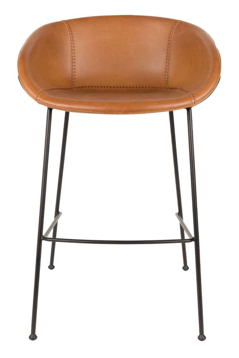 Baseball-Stitched Leather Bar Stools (2) | Zuiver Feston | OROA