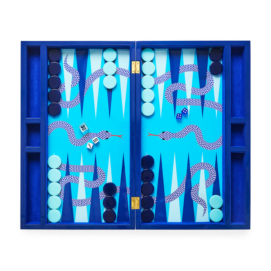 Blue Lacquer Backgammon Set | Jonathan Adler Eden | OROA