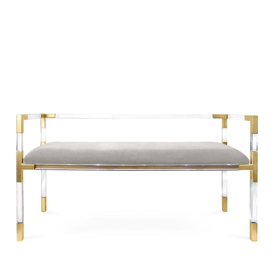 Gray Velvet Bench | Jonathan Adler Jacques - Great Gifts Club