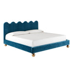 Blue Velvet Queen Bed | Jonathan Adler Ripple | OROA