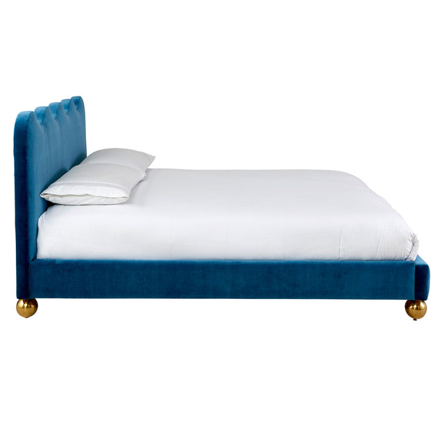 Blue Velvet Queen Bed | Jonathan Adler Ripple | OROA