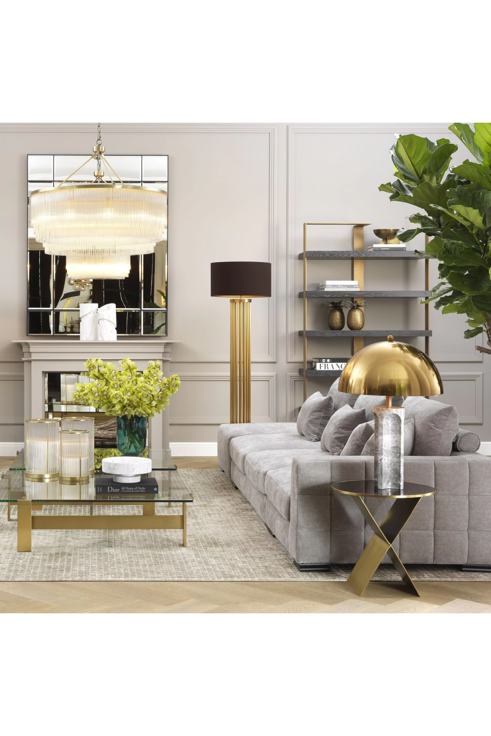 Glass Tabletop Round X-Legged Side Table S | Eichholtz Fitch | OROA