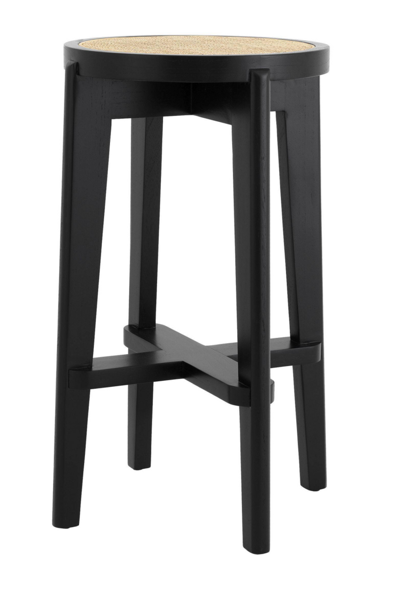 Shop Black Rattan Wooden Bar Stool | Eichholtz Dareau | OROA – OROA.COM