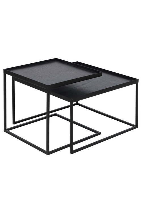 Black Nesting Coffee Tables (2) | Ethnicraft Square Tray | Oroa