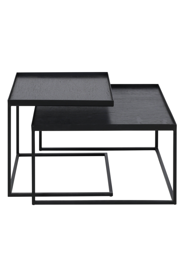 Black Nesting Coffee Tables (2) | Ethnicraft Square Tray | Oroa